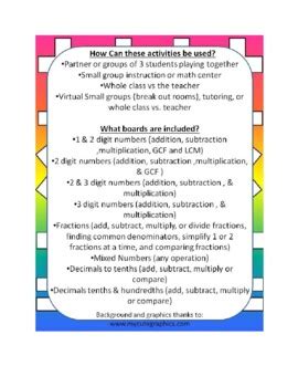 Math Connect Game Add Subtract Multiply GCF LCM Fractions More