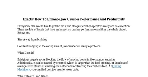 Exactly How To Enhance Jaw Crusher Performance And Productivitypdf Docdroid