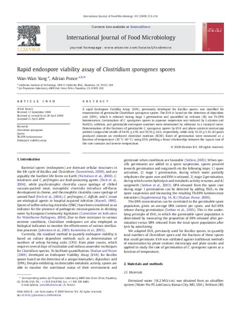 Pdf Rapid Endospore Viability Assay Of Clostridium Sporogenes Spores