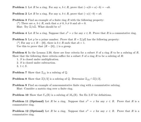 Solved Problem 1 ﻿let R ﻿be A Ring For Any Ab In R ﻿prove