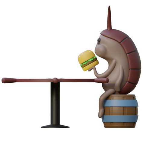 Spongebob Cockroach Eating 3d File Wireframe