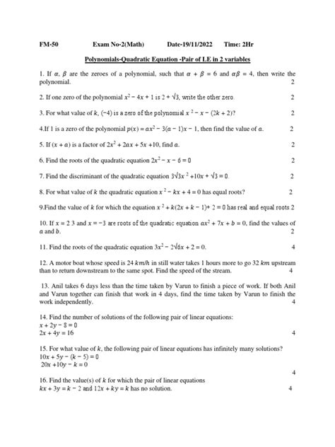 Algebra Part 1 Pdf Zero Of A Function Polynomial