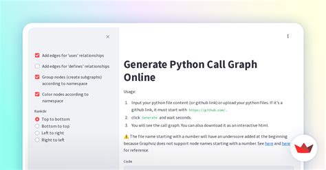 Generate Python Call Graph Online