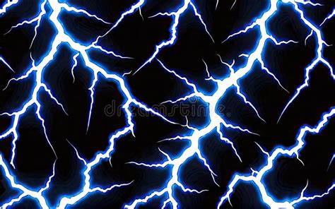 Abstract Blue Electric Lightning Seamless Pattern Vector Illustration Stock Vector