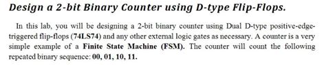Solved Design A 2 Bit Binary Counter Using Dtype FlipFlops Chegg Com