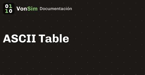 Ascii Table Vonsim