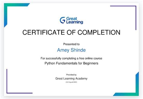 Amey Shinde On Linkedin Python Learning Greatlearning Certificate