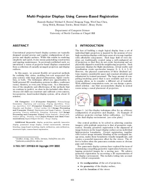 Pdf Multi Projector Displays Using Camera Based Registration