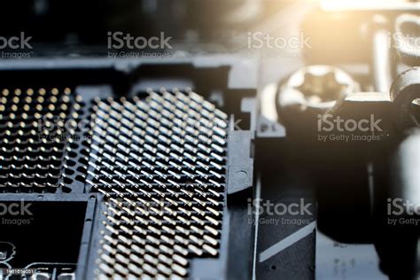 Closeup Of 1155 Computer Motherboard Lga 1155 Socket For Processor