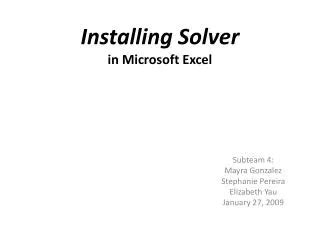 PPT Using Excel Solver For Linear Optimization Problems PowerPoint