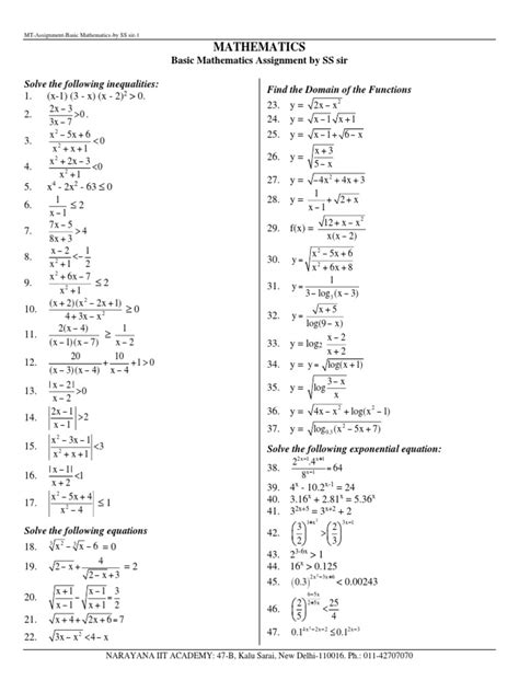 02 Basic Mathematics Assignment Mp Sir Pdf Mathematical Analysis Special Functions
