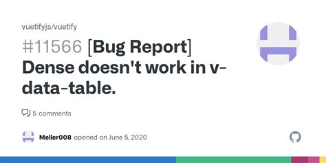 Bug Report Dense Doesn T Work In V Data Table Issue Vuetifyjs Vuetify GitHub