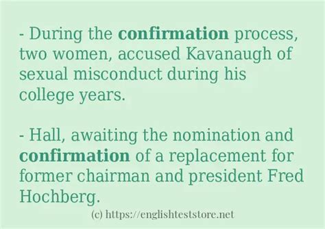 Example Sentences Of Confirmation Englishteststore Blog