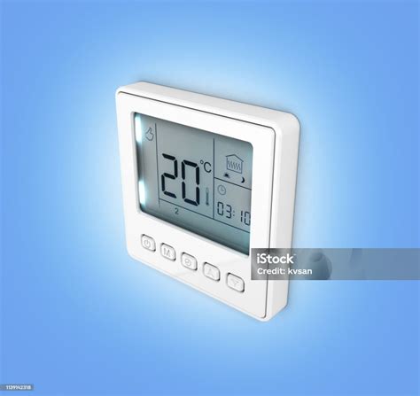 파란색 그라데이션 배경 3d 렌더링에 고립 된 디지털 프로그래밍 가능 온도 조절기 0명에 대한 스톡 사진 및 기타 이미지 0명 Lcd 기후 묘사 Istock