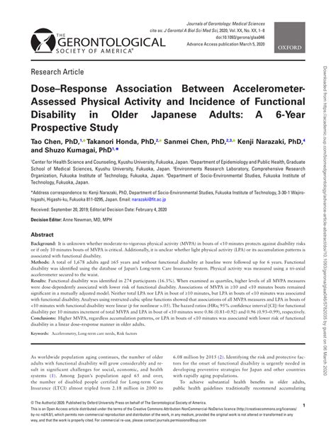 Pdf Doseresponse Association Between Accelerometer Assessed Physical