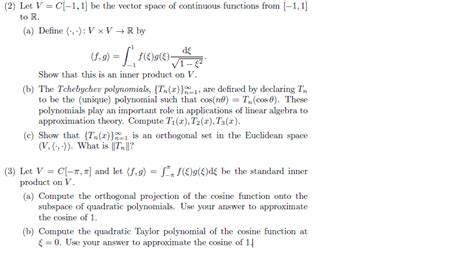 solved 2 let v c 1 1] be the vector space of continuous