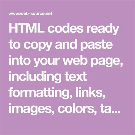 Html Codes Ready To Copy And Paste Into Your Web Page Including Text