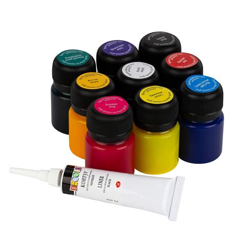 Набор акриловых красок для витража Decola 9 цв 20 мл с контуром ЗХК 42411065 купить в Москве