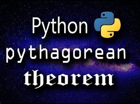 Python Programming Part 8 Pythagorean Theorem YouTube