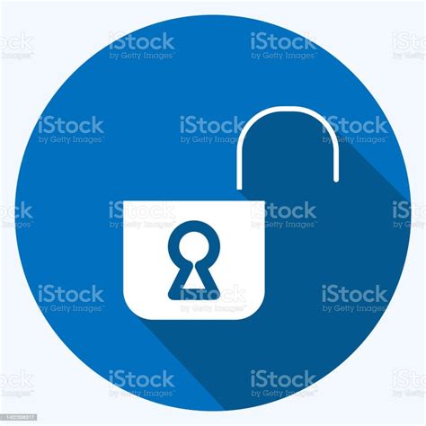 아이콘 잠금 해제 보안 기호에 적합합니다 긴 그림자 스타일 편집 가능한 간단한 디자인 디자인 템플릿 벡터 간단한 그림 0명에