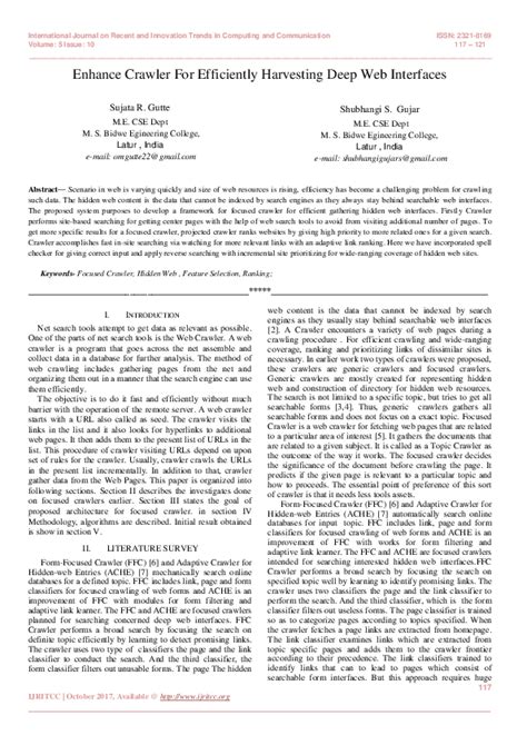 Pdf Enhance Crawler For Efficiently Harvesting Deep Web Interfaces