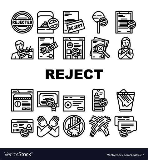 Reject Deny Document Cancel Icons Set Royalty Free Vector