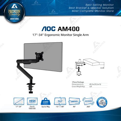Jual Bracket Monitor Ergonomic Gas Spring Monitor Single Arm Aoc Am400