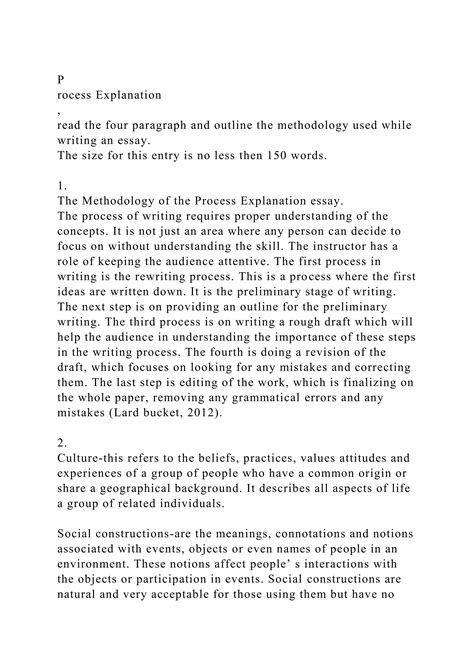 Process Explanation Read The Four Paragraph And Outline The M Docx