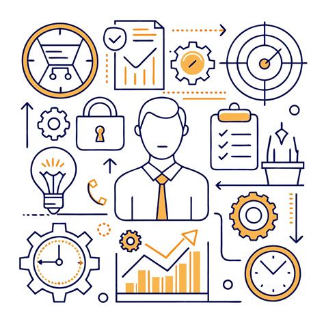 Business Management And Process Optimization With Line Icons And Design