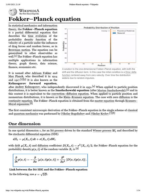 Fokker Planck Equation Wikipedia Pdf Calculus Equations