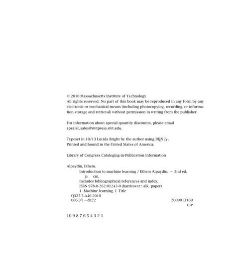 Pdf Introduction To Machine Learningpattern