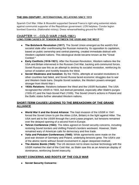 History The 20th Century International Relations Since 1919 Pdf