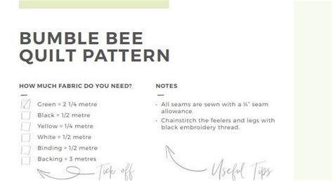 Bumble Bee Quilt Pattern Etsy