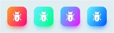 Bug Solid Icon In Square Gradient Colors Virus Signs Vector