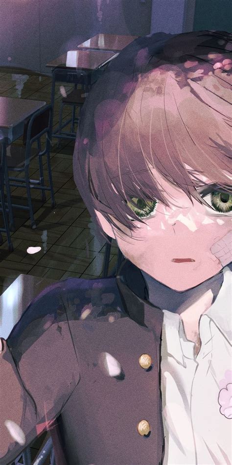 Обои на рабочий стол Аниме Кукла Коричневые Волосы Вишня В Цвету Школьный Класс Зеленые