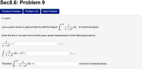 Solved Sec8 6 Problem 9 Previous Problem Problem List Next