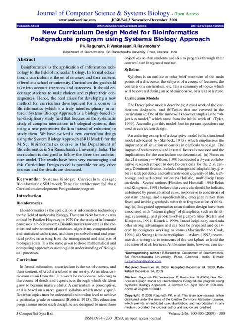 Pdf New Curriculum Design Model For Bioinformatics