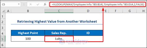 Return The Highest Value Using Vlookup Function In Excel