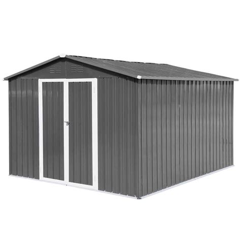 10 Ft W X 12 Ft D Grey Outdoor Storage Sheds Metal Garden Sheds 120