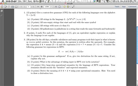 Give A Context Free Grammar Cfg For Each Of The