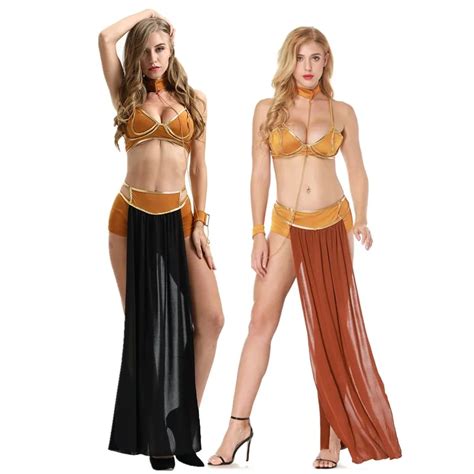 Halloween Sexy Egyptian Cleopatra Goddess Cosplay Costume Princess Leia Slave Greek Queen