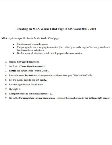 MLA Works Cited Page Examples To Download MLA Works Cited Page Examples To Download
