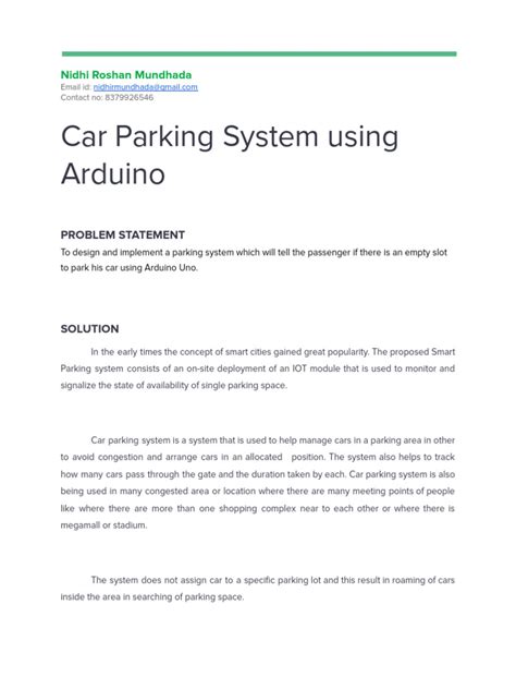 Car Parking System Project Report Pdf Arduino Parking Lot