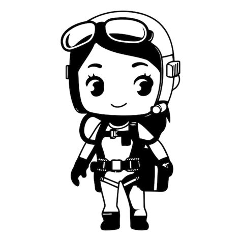 헬과 우주복을 입은 귀여운 만화 우주인 프리미엄 Ai 생성 벡터