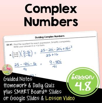 Complex Numbers Algebra 2 Unit 4 By Flamingo Math By Jean Adams