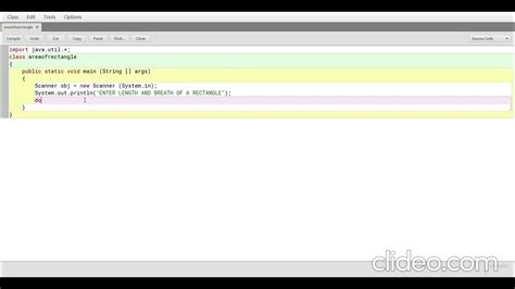 Programme In Java To Find The Area Of A Rectangleby Using Scanner Class Youtube
