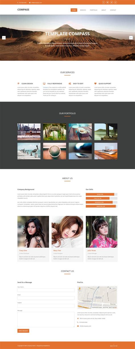 Compass Responsive Template Is Designed By Orange White And Darkgray Colors Bootstrap V3017