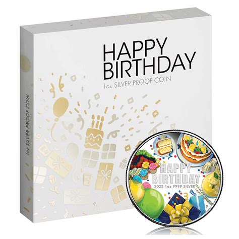 1oz Silver Happy Birthday Coin 2023 T Card Gold Bank London