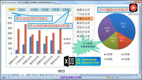 【视频教程】excel高逼格多图联动动态图表 切片器 按钮可选控制单图或者多图 Excel实例教学网 微信公众号excel880 郑广学