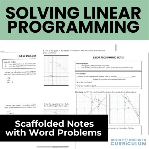 Linear Programming Word Problems And Systems Of Inequalities Guided